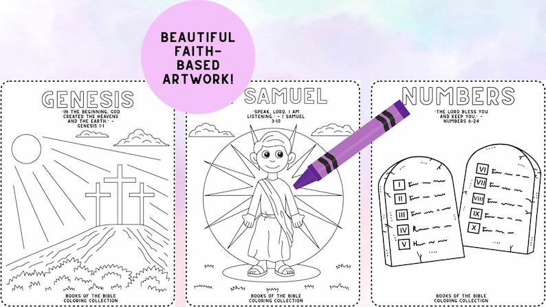Books of the Bible Coloring Pages for Kids, Genesis to Proverbs, Bible ...