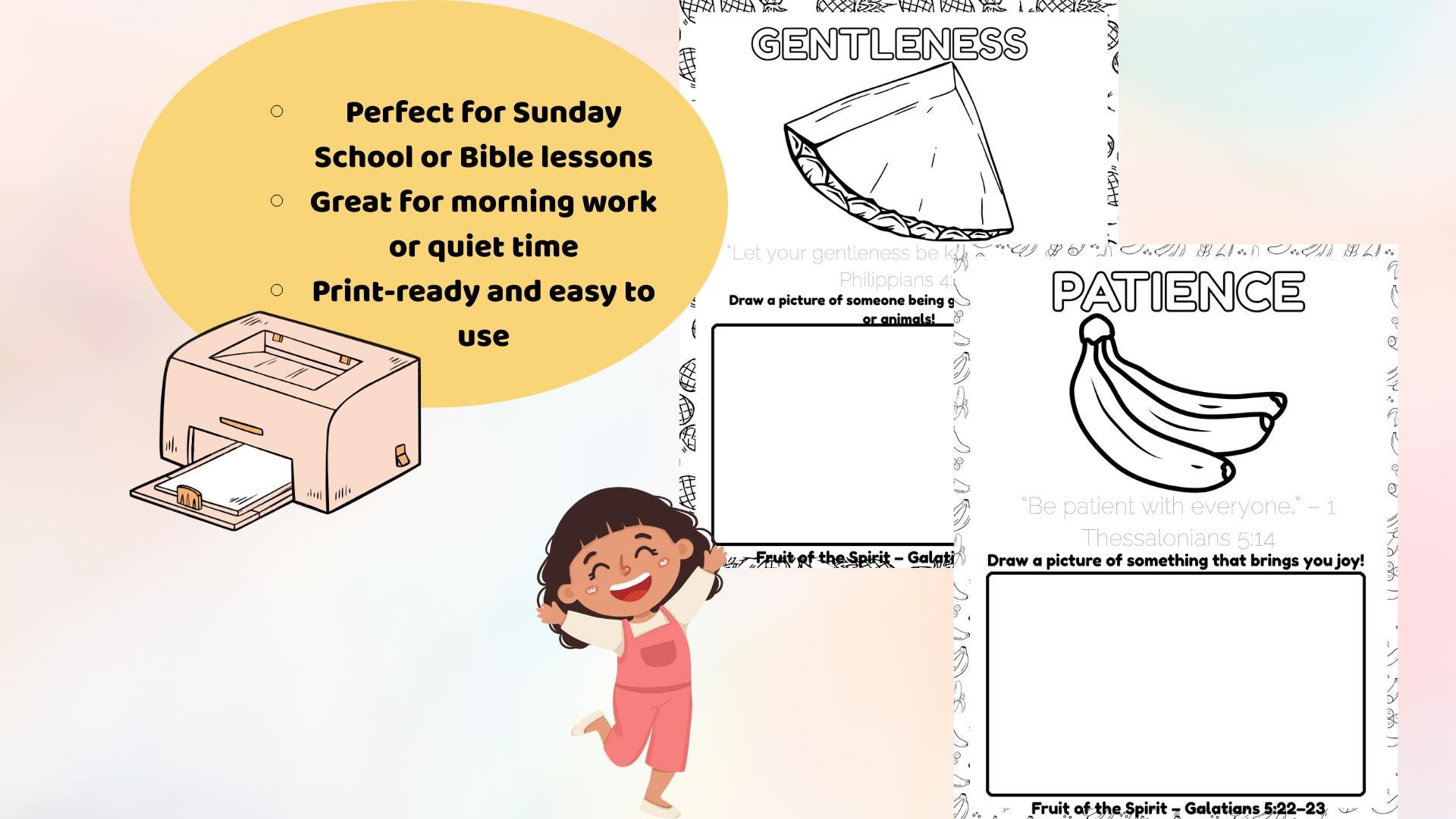 Fruit of the Spirit Coloring Pages for Kids | Bible Verse Tracing ...