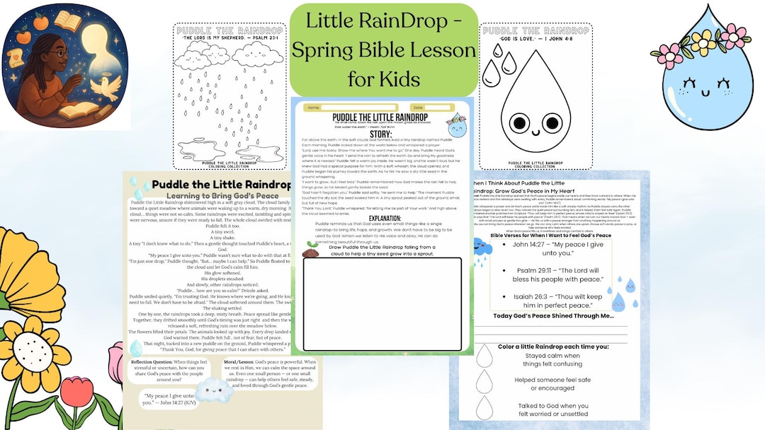 Puddle the Little Raindrop Bible Journal Page Spring Christian Kids ...