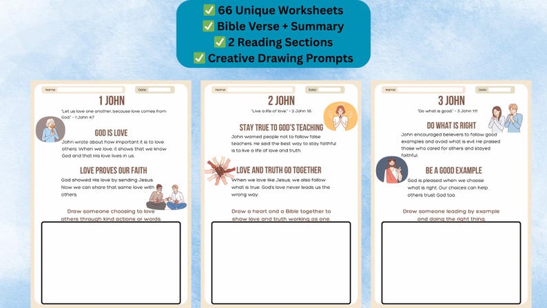 66 Books of the Bible Drawing Prompts for Kids Bible Verse Activities ...