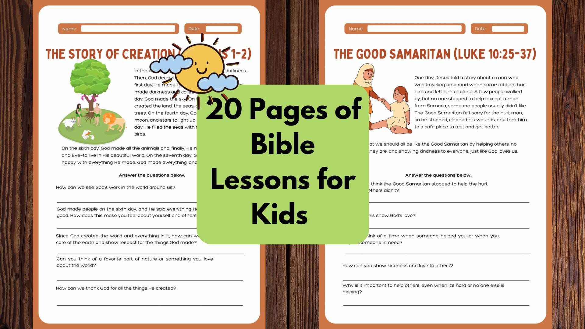 Bible Lessons for Kids Bundle 20 Stories With Reflection Questions ...