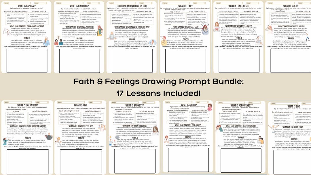 Faith and Feelings Drawing Prompt Lessons Bundle Bible Activities for ...