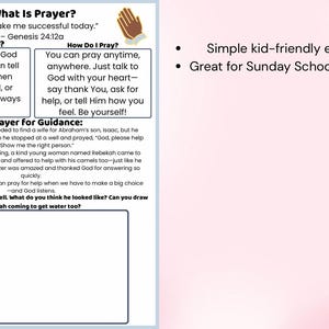 What is Prayer Bible Lesson for Kids Printable PDF Christian Activity ...