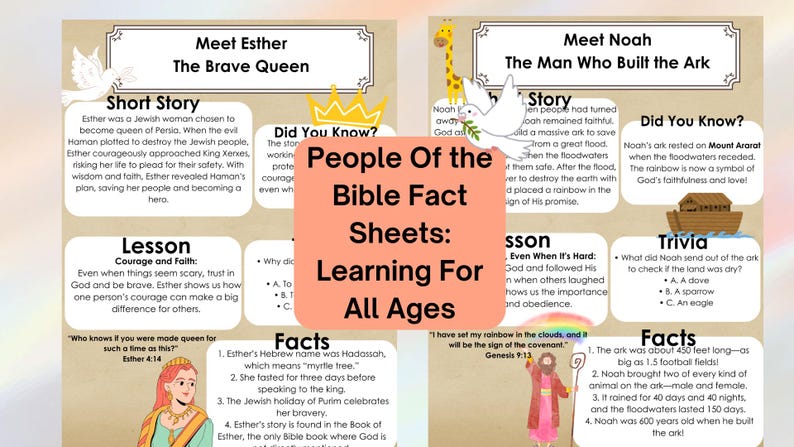People of the Bible Fact Sheets Printable Bible Study Resources for ...