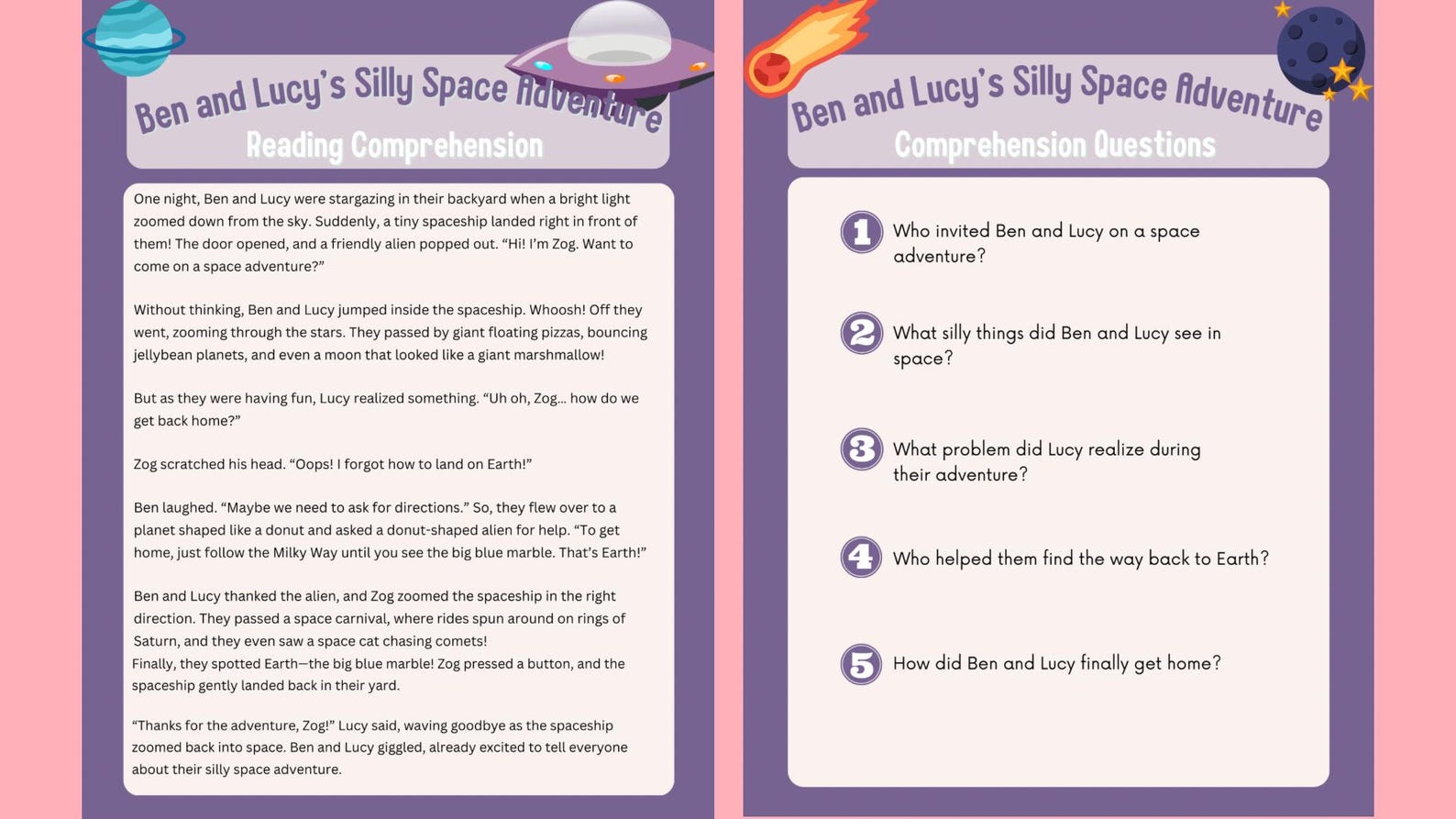 Reading Comprehension Printable Bundle 1st-3rd Grade Homeschool and ...