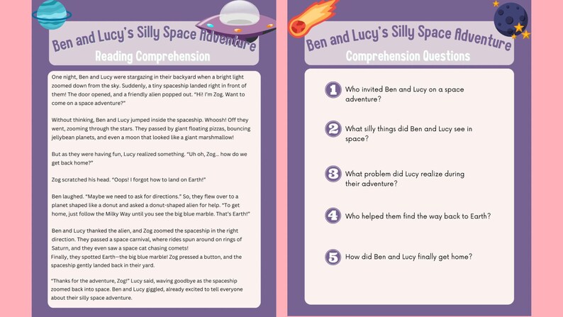 Reading Comprehension Printable Bundle 1st-3rd Grade Homeschool and ...