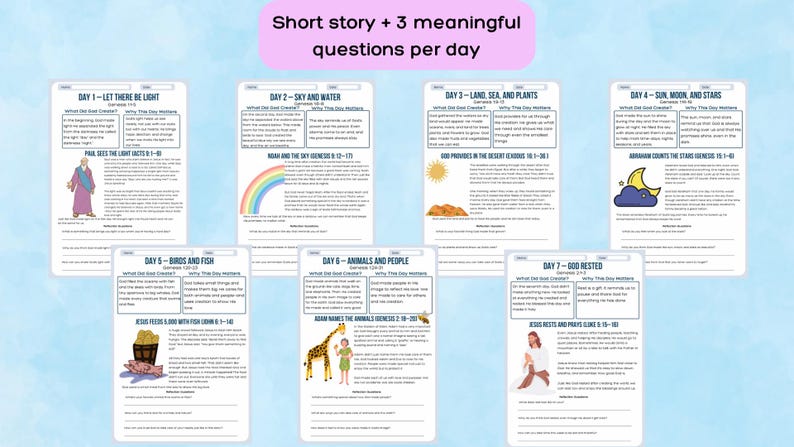 7 Days of Creation Bible Bundle for Kids Printable Bible Lessons ...
