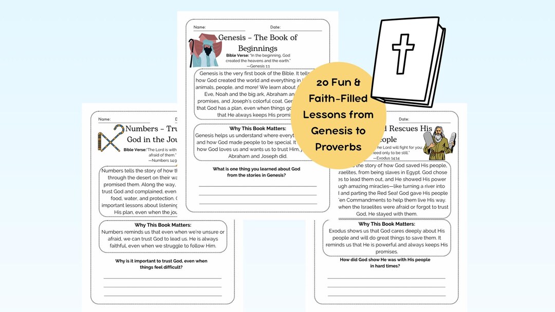 Books of the Bible Lessons for Kids 20 Bible Book Summaries With Memory ...