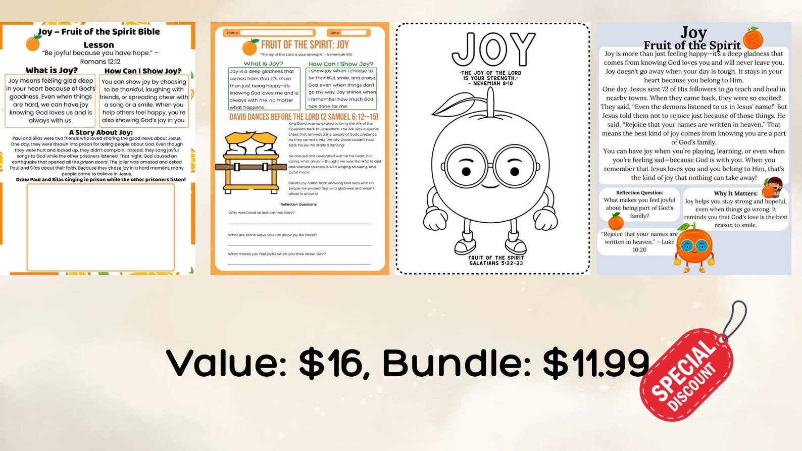 Fruit of the Spirit Bundle Bible Lessons for Kids Coloring Pages Fact ...