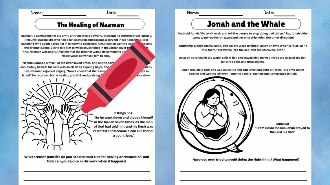 20 Page Bible Story Lessons for Kids With Coloring Pages Faith Based ...