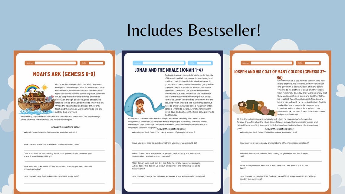 Mega Bible Lesson Bundle 79 Pages Bible Stories for Kids Printable ...