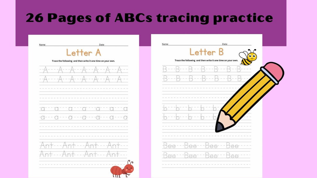 ABC Tracing Practice for Kids Educational Worksheets Fun Learning ...