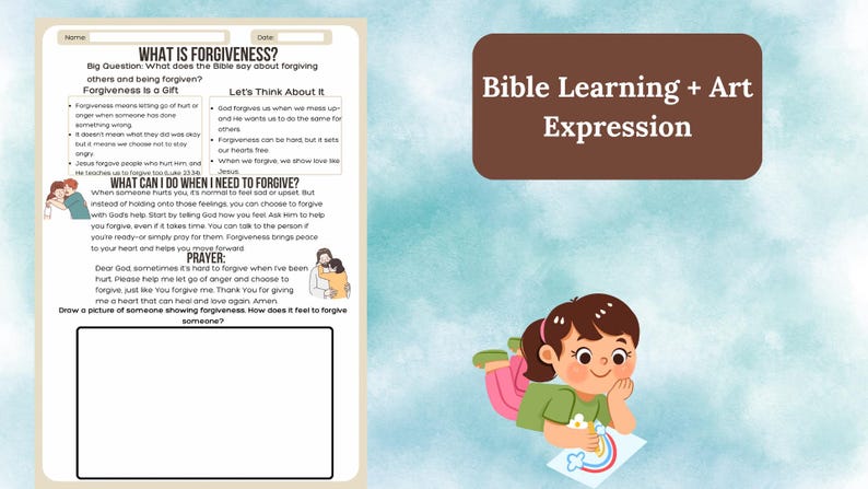 Forgiveness Drawing Prompt Lesson Bible Activity for Kids Christian ...