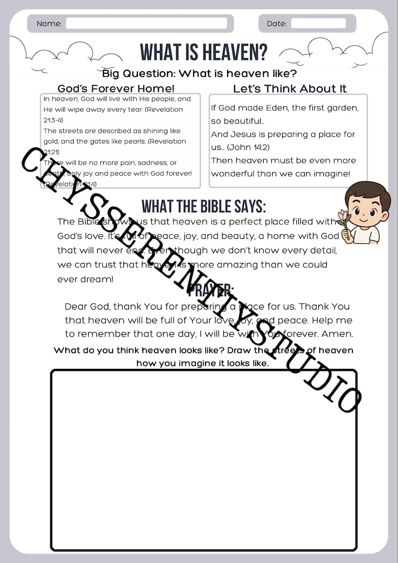 What is Heaven Bible Activity Pack for Kids Fact Sheet Journal Page and ...