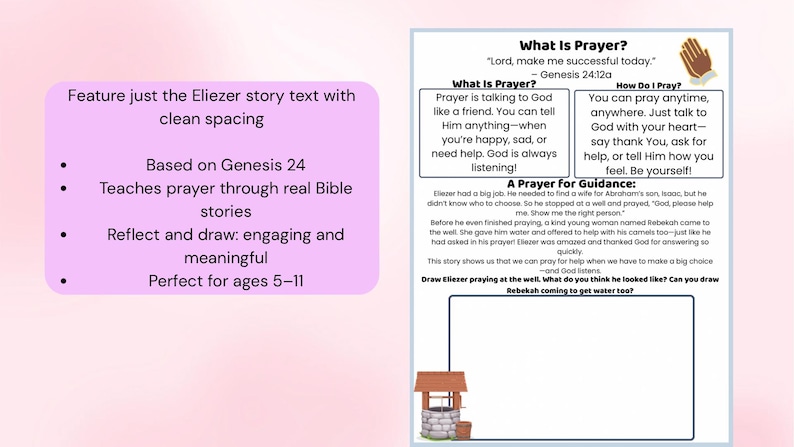What is Prayer Bible Lesson for Kids Printable PDF Christian Activity ...