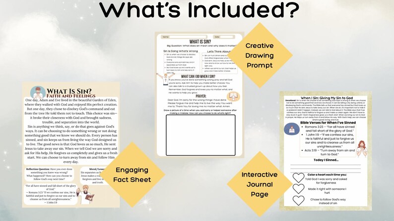 What is Sin Bible Lesson Mini Bundle Drawing Prompt Fact Sheet Journal ...