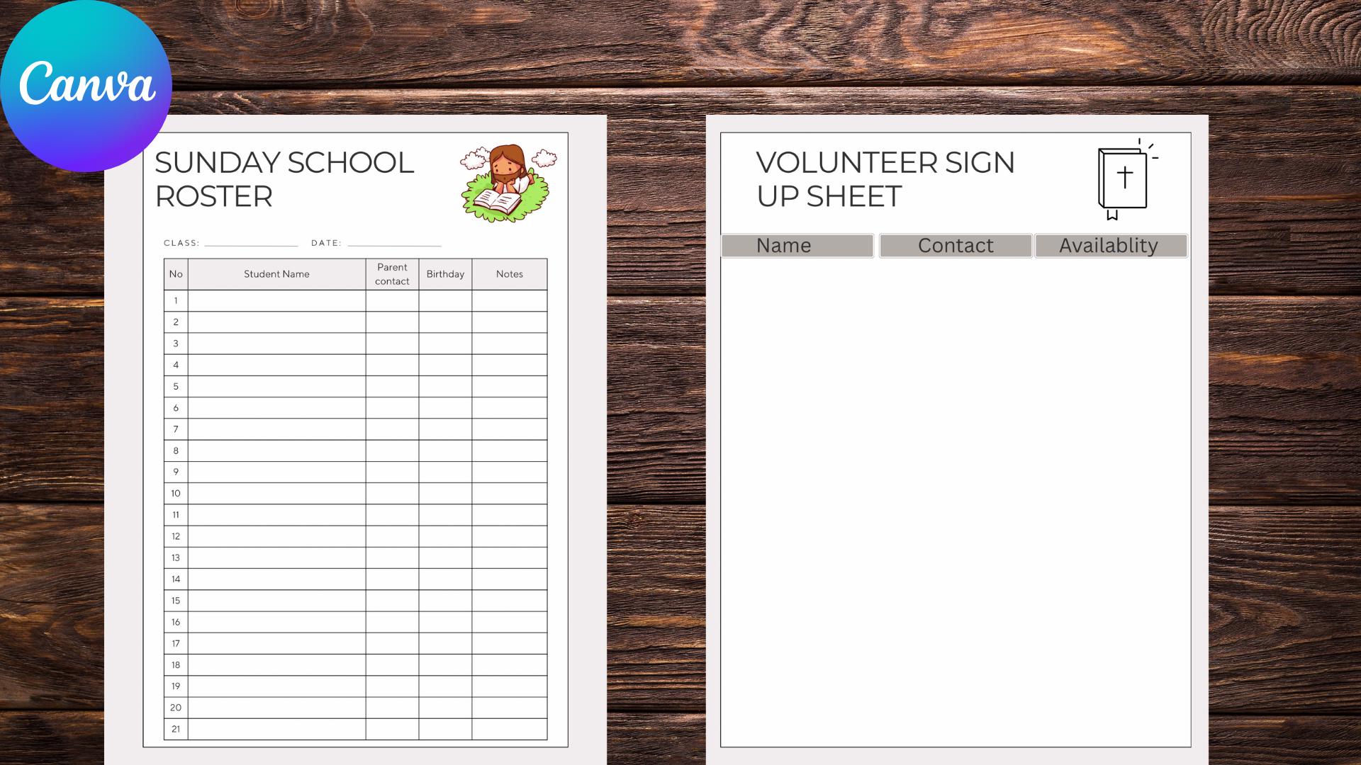 Editable Sunday School Roster & Volunteer Sign-up Sheet – Canva ...