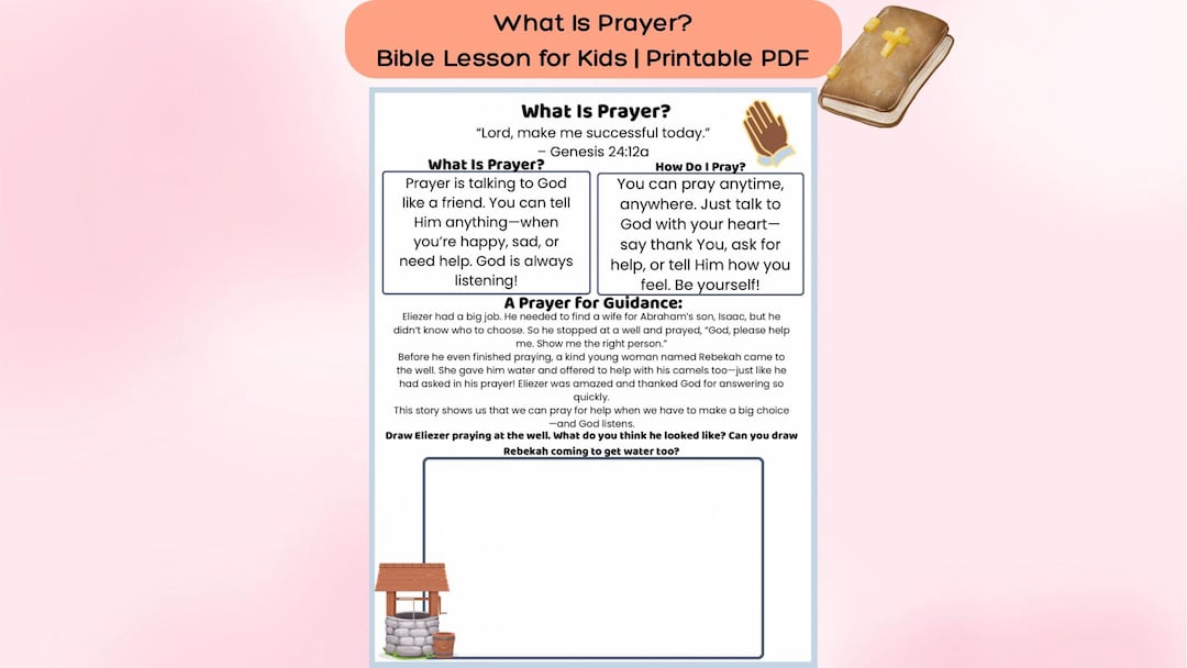 What is Prayer Bible Lesson for Kids Printable PDF Christian Activity ...