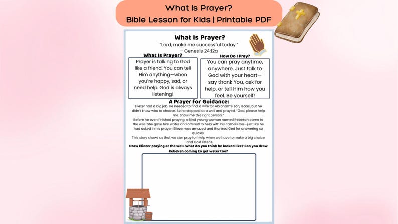 What is Prayer Bible Lesson for Kids Printable PDF Christian Activity ...