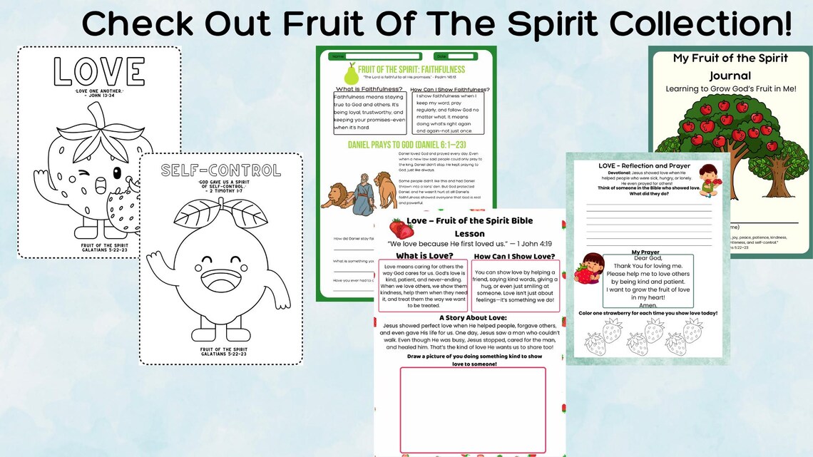 Fruit of the Spirit Fact Sheets Bible Printables for Kids Christian ...