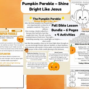 Pumpkin Parable Shine Bright Like Jesus Fall Bible Lesson Bundle Kids ...