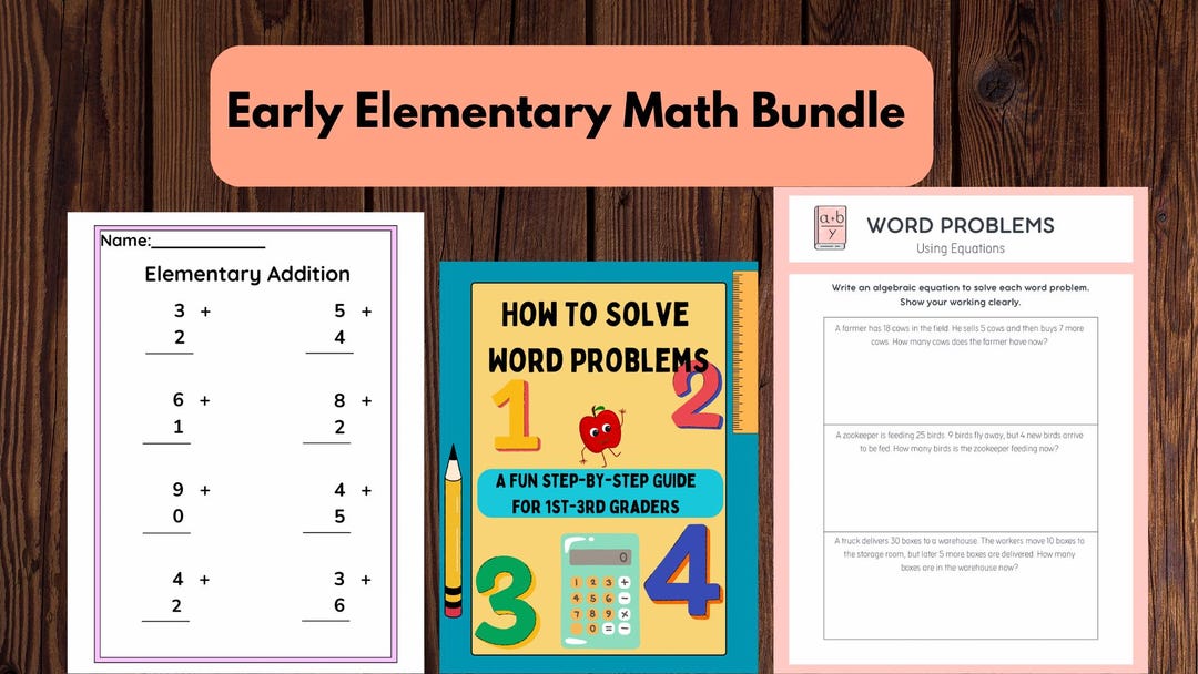 Math Bundle for 1st-3rd Graders: Word Problems, Addition Worksheets ...