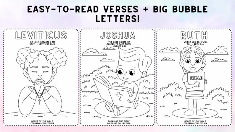Books of the Bible Coloring Pages for Kids, Genesis to Proverbs, Bible ...