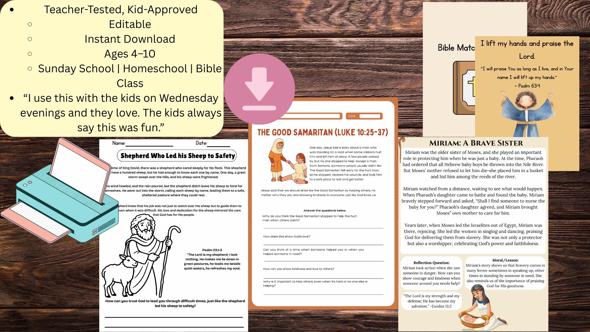 Kids Sunday School Curriculum 15 Week Bible Lesson Plan Activities ...