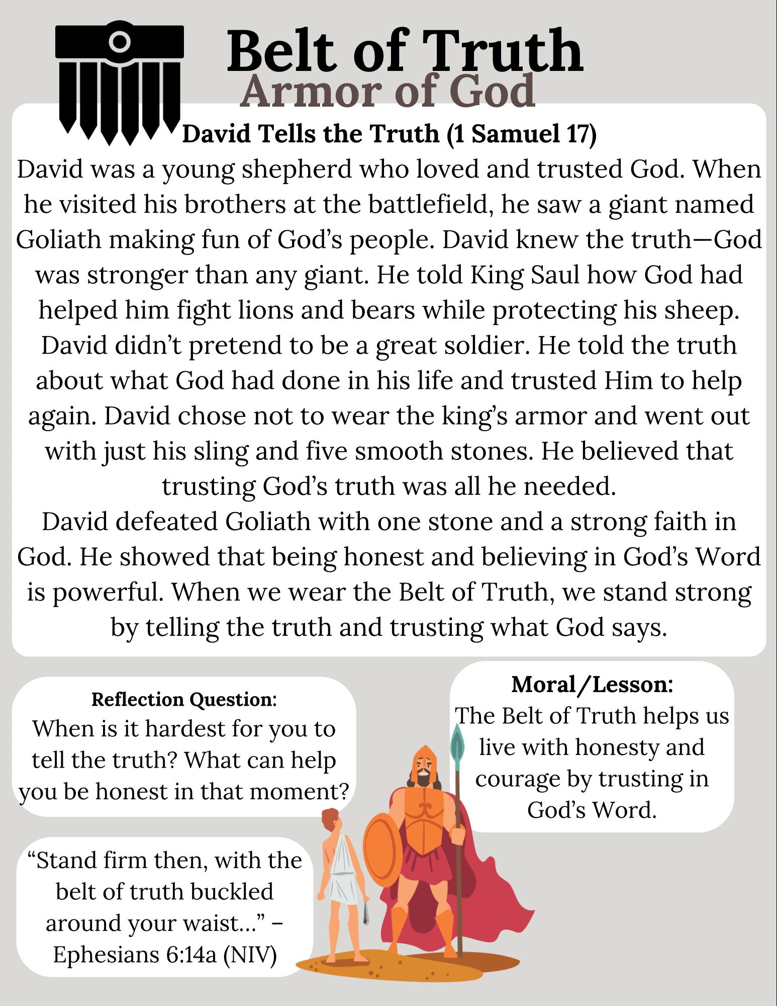 Armor of God Bible Lessons for Kids Christian Fact Sheets With Stories ...