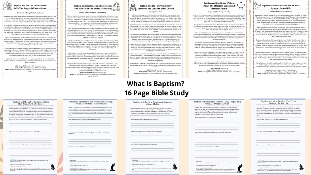 Baptism Bible Study Printable Notes and Matching Journal Pages for ...