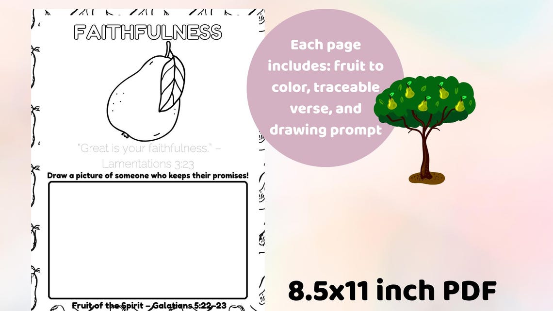 Fruit of the Spirit Coloring Pages for Kids | Bible Verse Tracing ...
