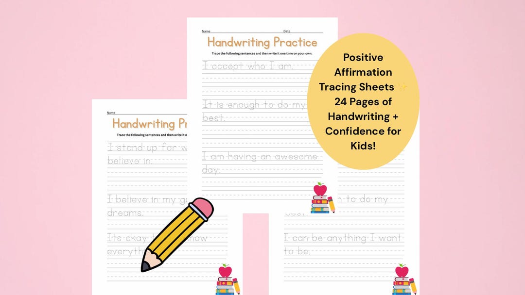 24-page Tracing Worksheet With Positive Affirmations for Kids ...
