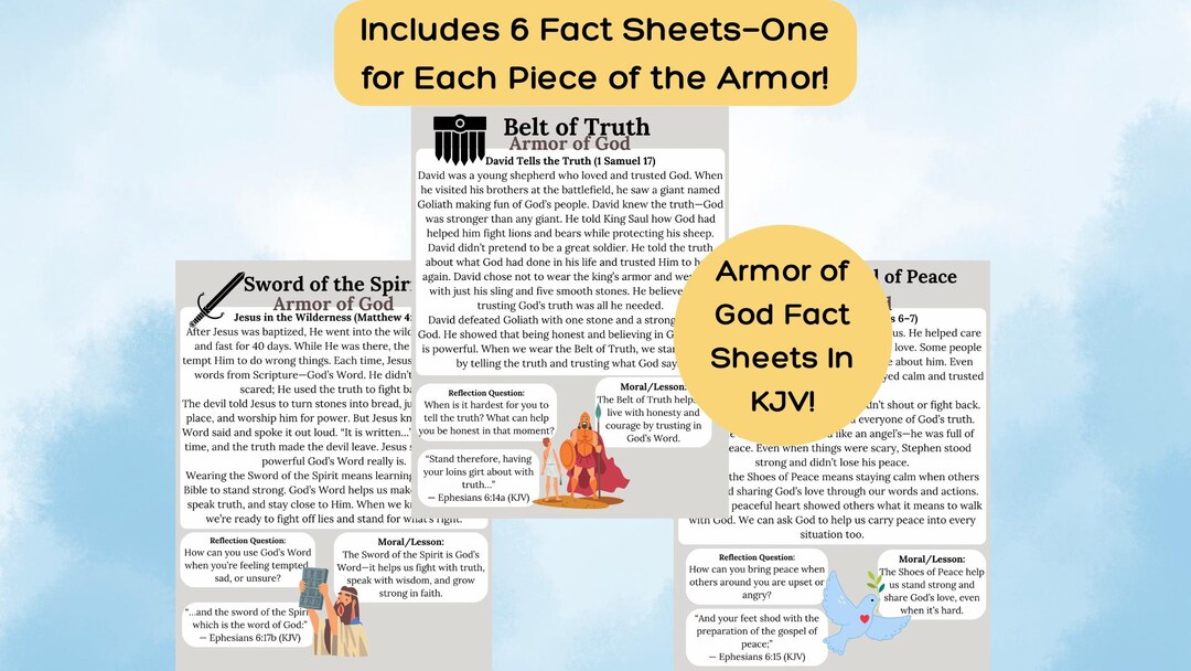 Armor of God Bible Lesson for Kids KJV Christian Activity Sunday School ...