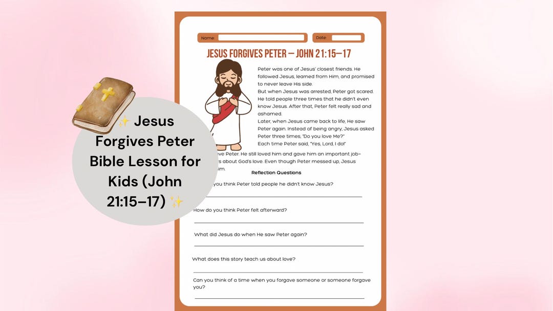 Jesus Forgives Peter Bible Lesson for Kids Printable PDF With ...