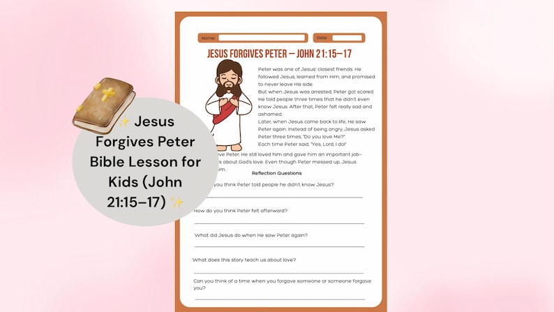 Jesus Forgives Peter Bible Lesson for Kids Printable PDF With ...