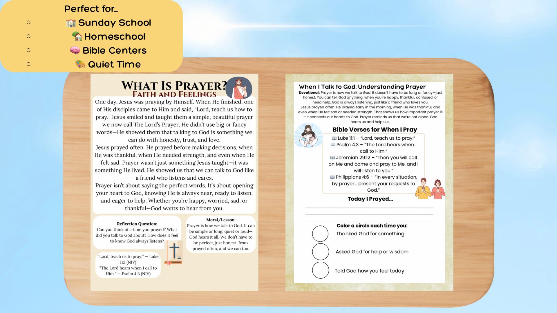 What is Prayer Bible Lesson for Kids Christian Activities Printable ...