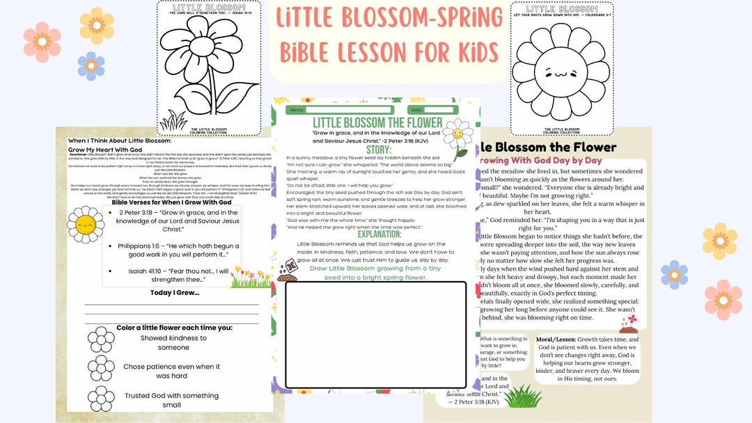 Little Blossom Spring Bible Lesson for Kids Drawing Prompt Fact Sheet ...