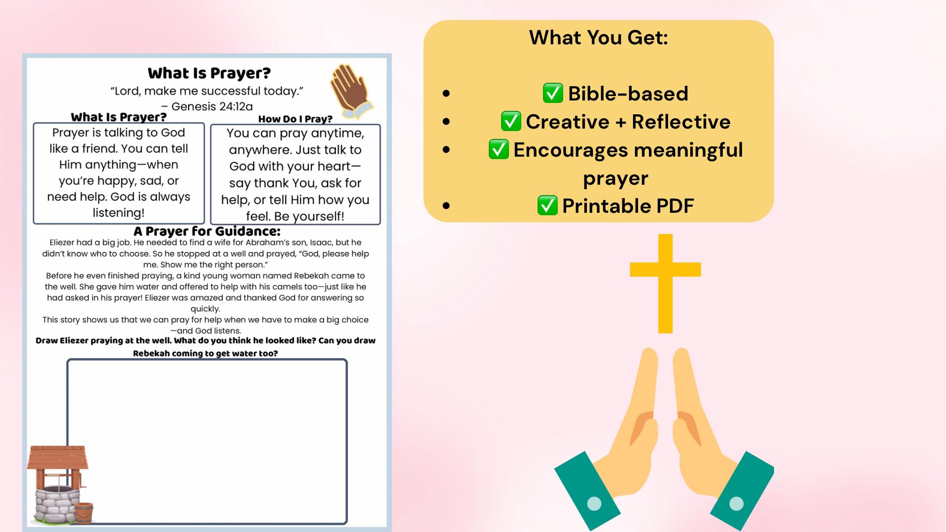 What is Prayer Bible Lesson for Kids Printable PDF Christian Activity ...
