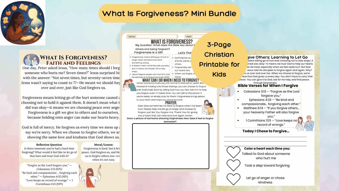 What is Forgiveness Lesson for Kids Christian Printable Journal Drawing ...