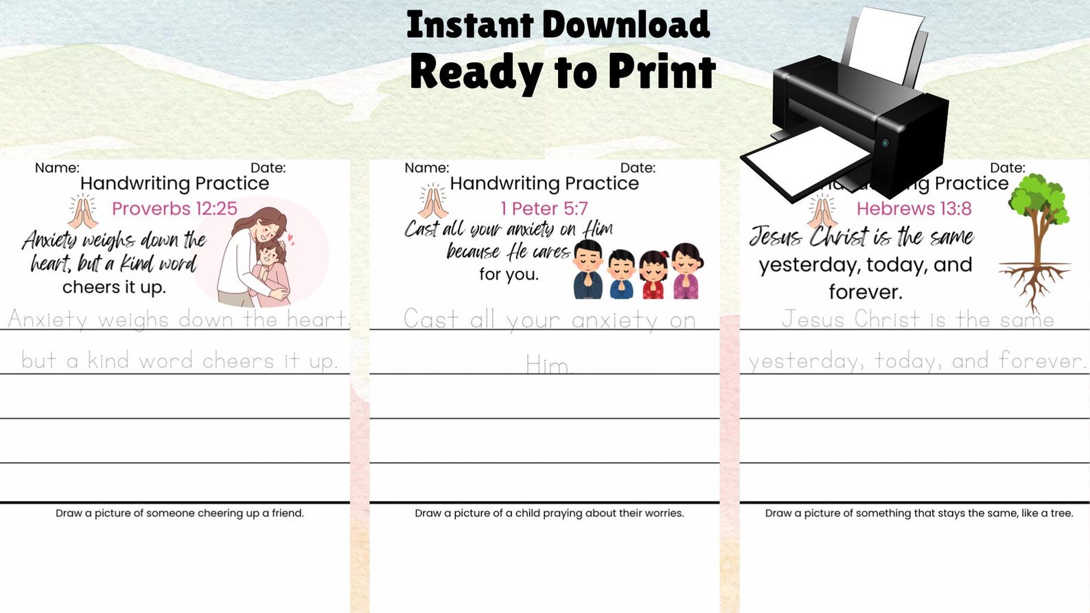 Printable Bible Verse Tracing and Drawing Activities – Perfect for ...