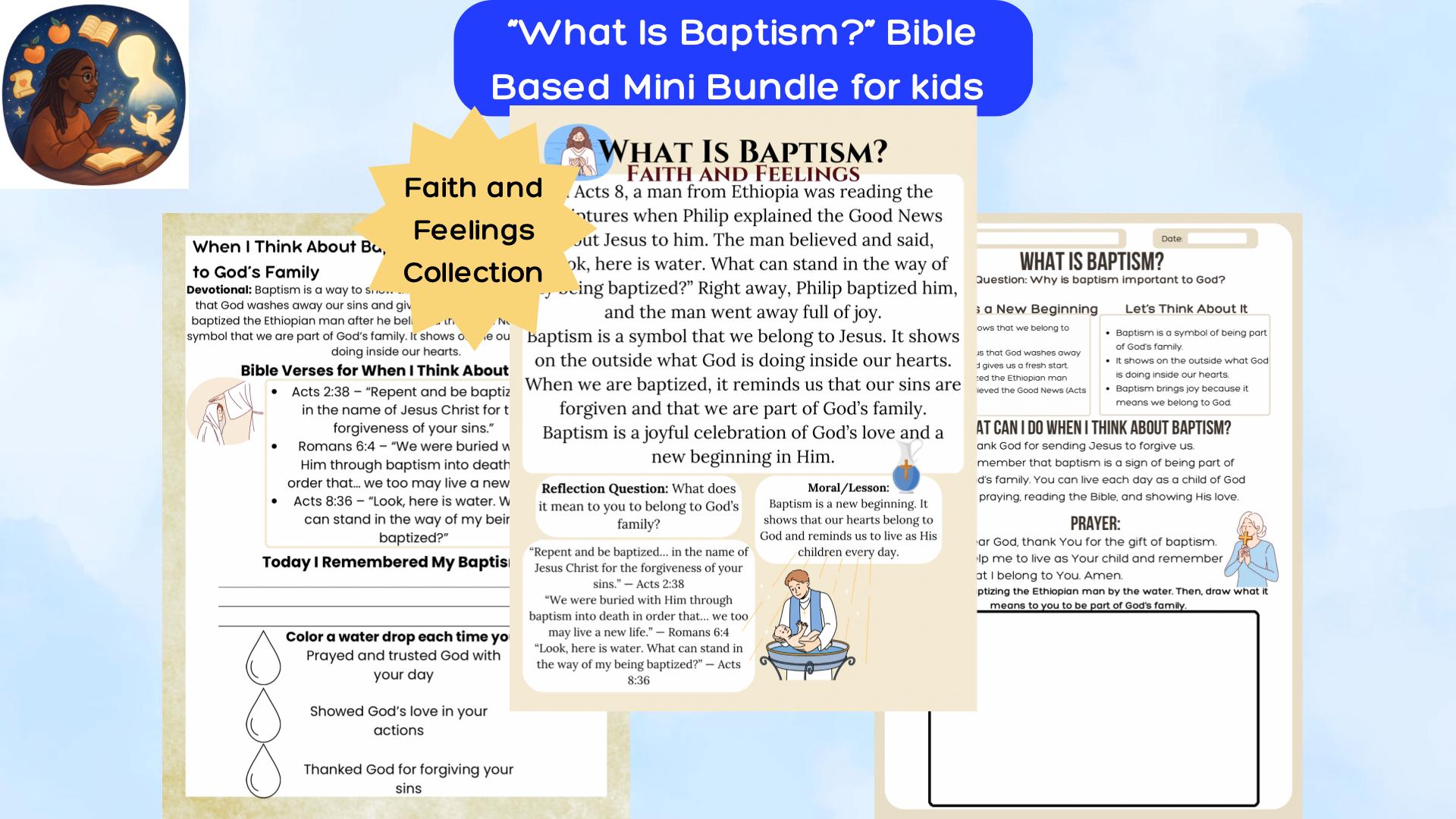 What is Baptism Bible Lesson for Kids Christian Activities Mini Bundle ...