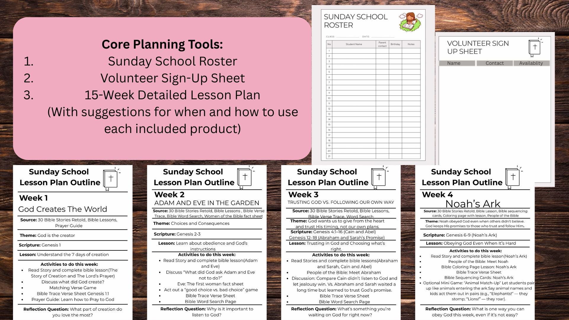 Kids Sunday School Curriculum 15 Week Bible Lesson Plan Activities ...