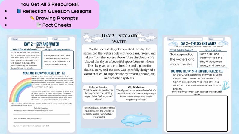 7 Days of Creation Bible Bundle for Kids Printable Bible Lessons ...