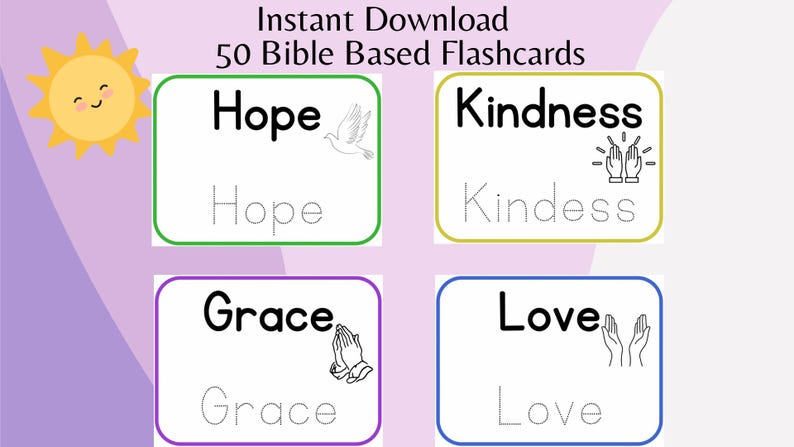 Bible Sight Words & Verse Flashcards | 50 Printable Cards With Tracing ...