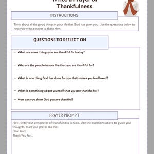 Printable Prayer Guide of Thankfulness for Kids | Christian Gratitude ...