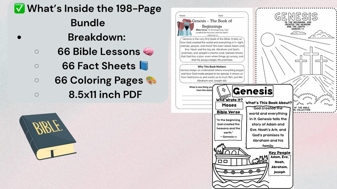 Books of the Bible Bundle for Kids – 198 Printable Pages of Bible ...