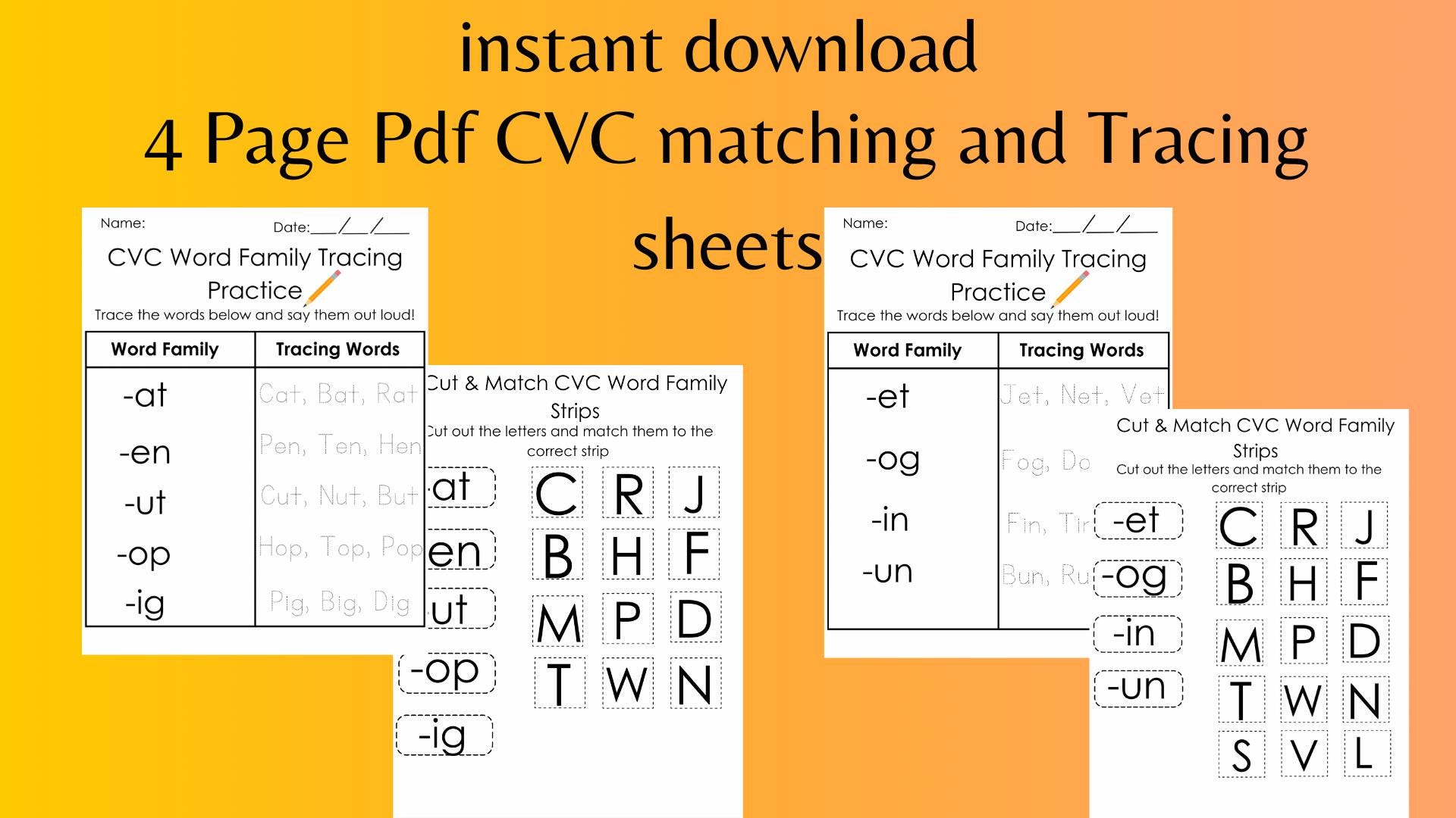 Phonics Cut-and-paste Bundle | CVC Word Families & Vowel Sorting ...