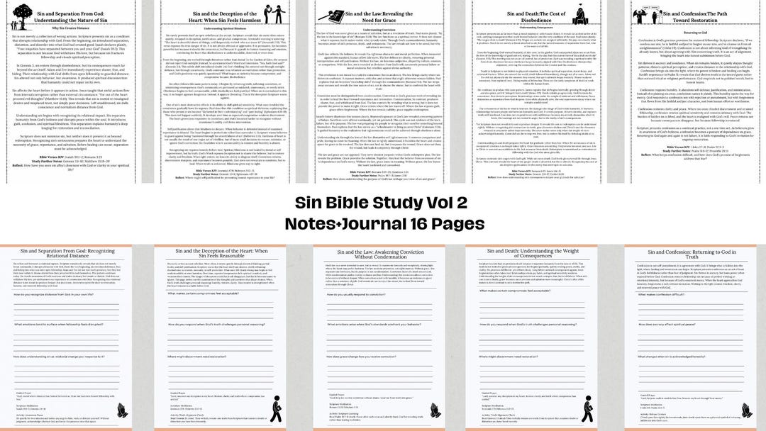 Sin Bible Study Notes and Matching Journal Pages Christian Devotional ...