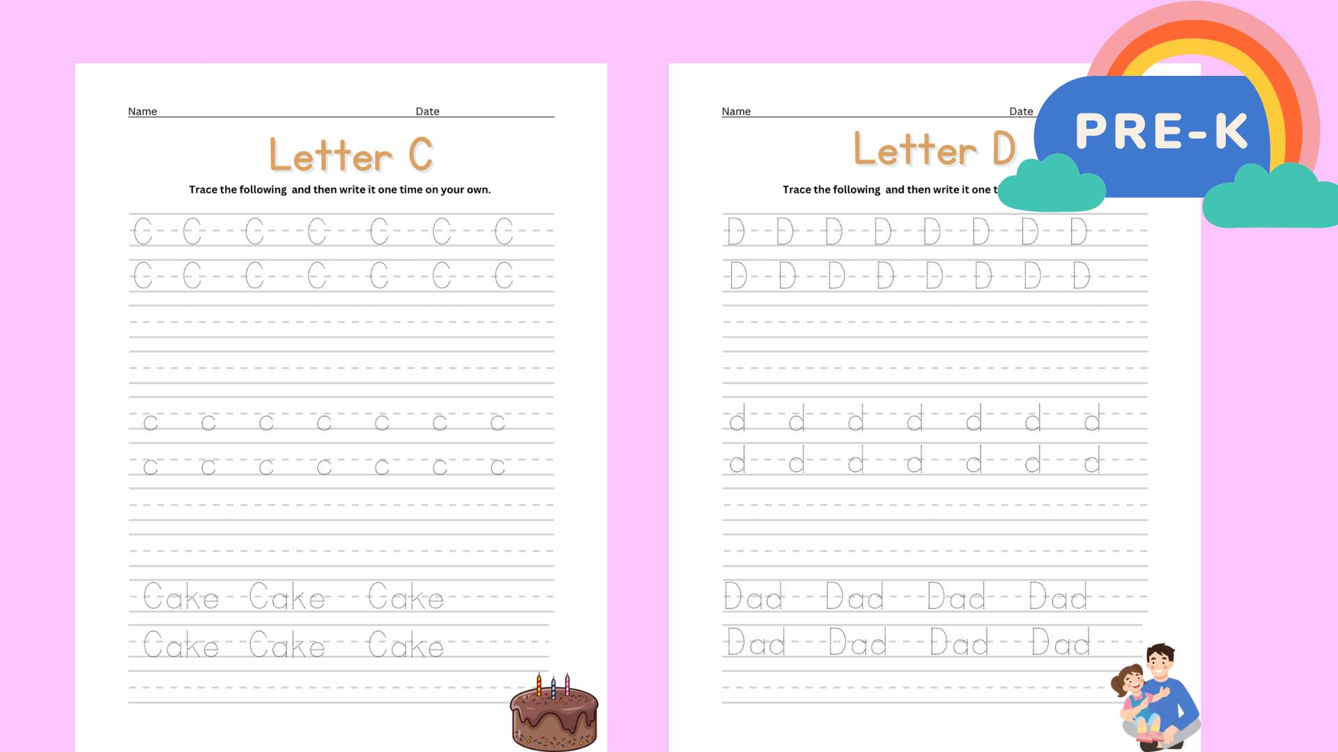 ABC Tracing Practice for Kids Educational Worksheets Fun Learning ...