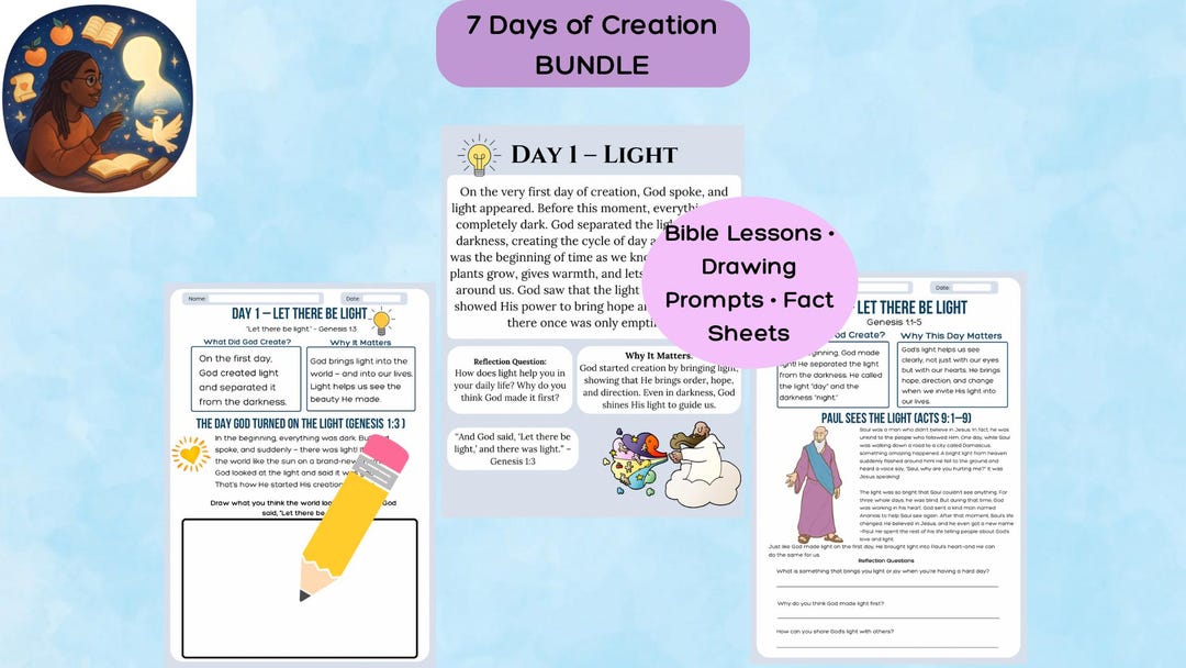 7 Days of Creation Bible Bundle for Kids Printable Bible Lessons ...